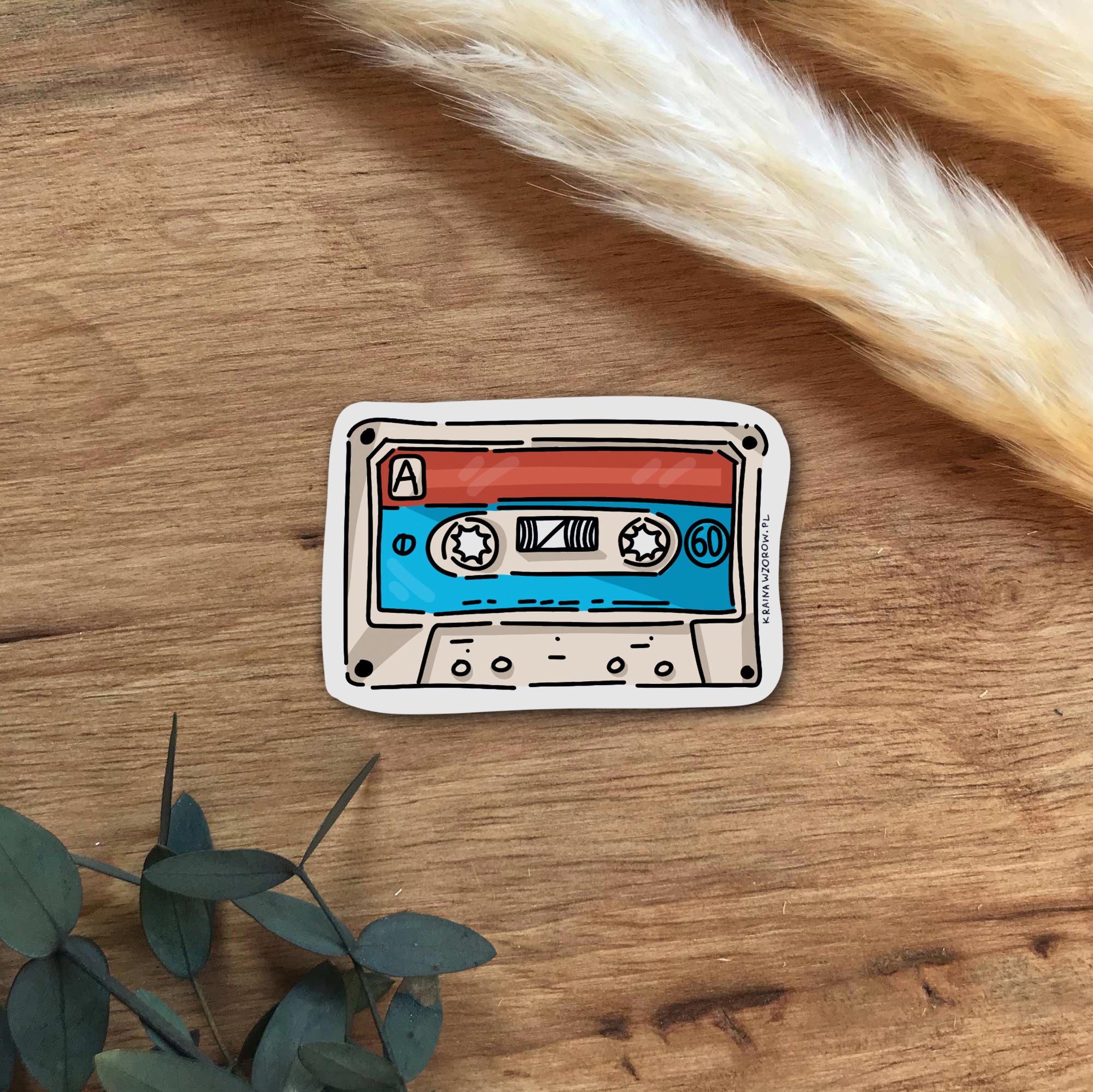 Kaseta magnetofonowa naklejka • Kraina Wzorów